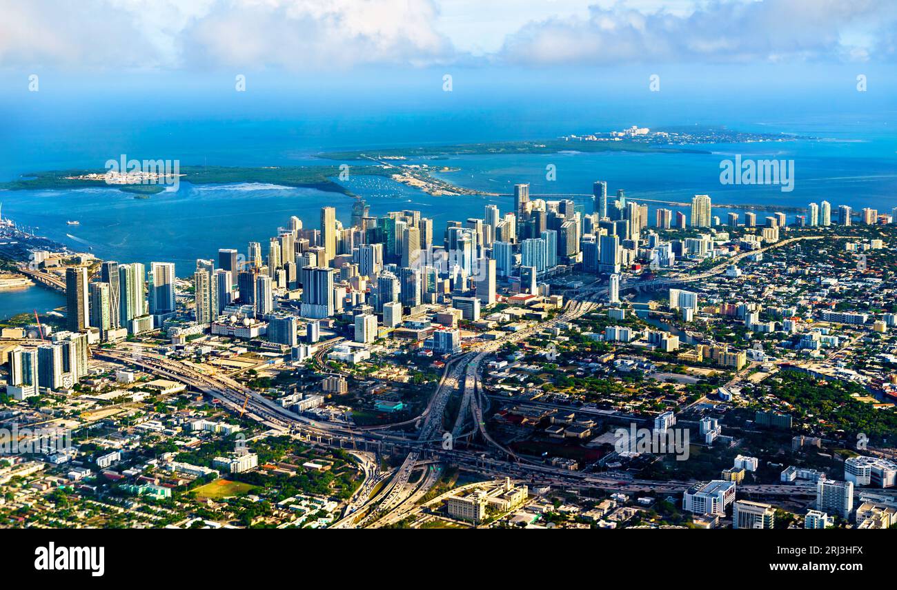 Aerial skyline of Downtown Miami in Florida, United States Stock Photo ...