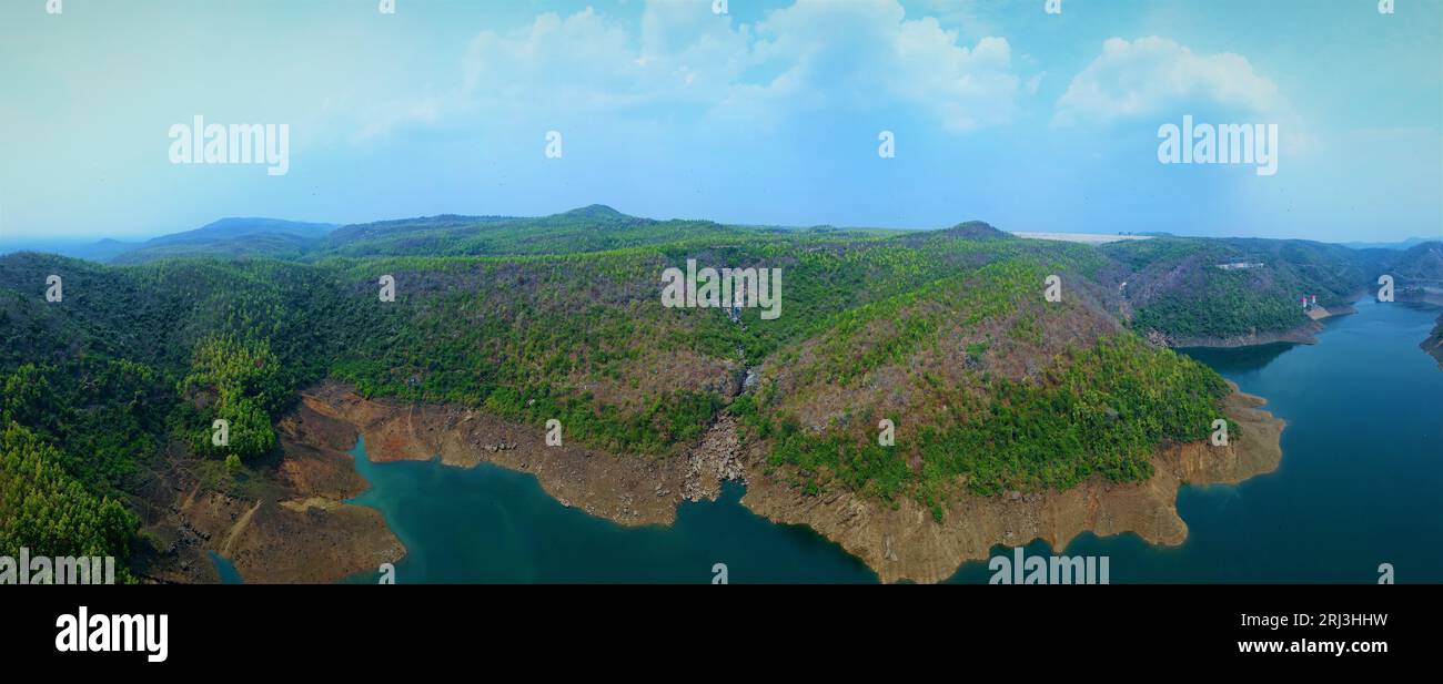 Aerial view of Damini Falls, located in Purulia, West Bengal, a ...