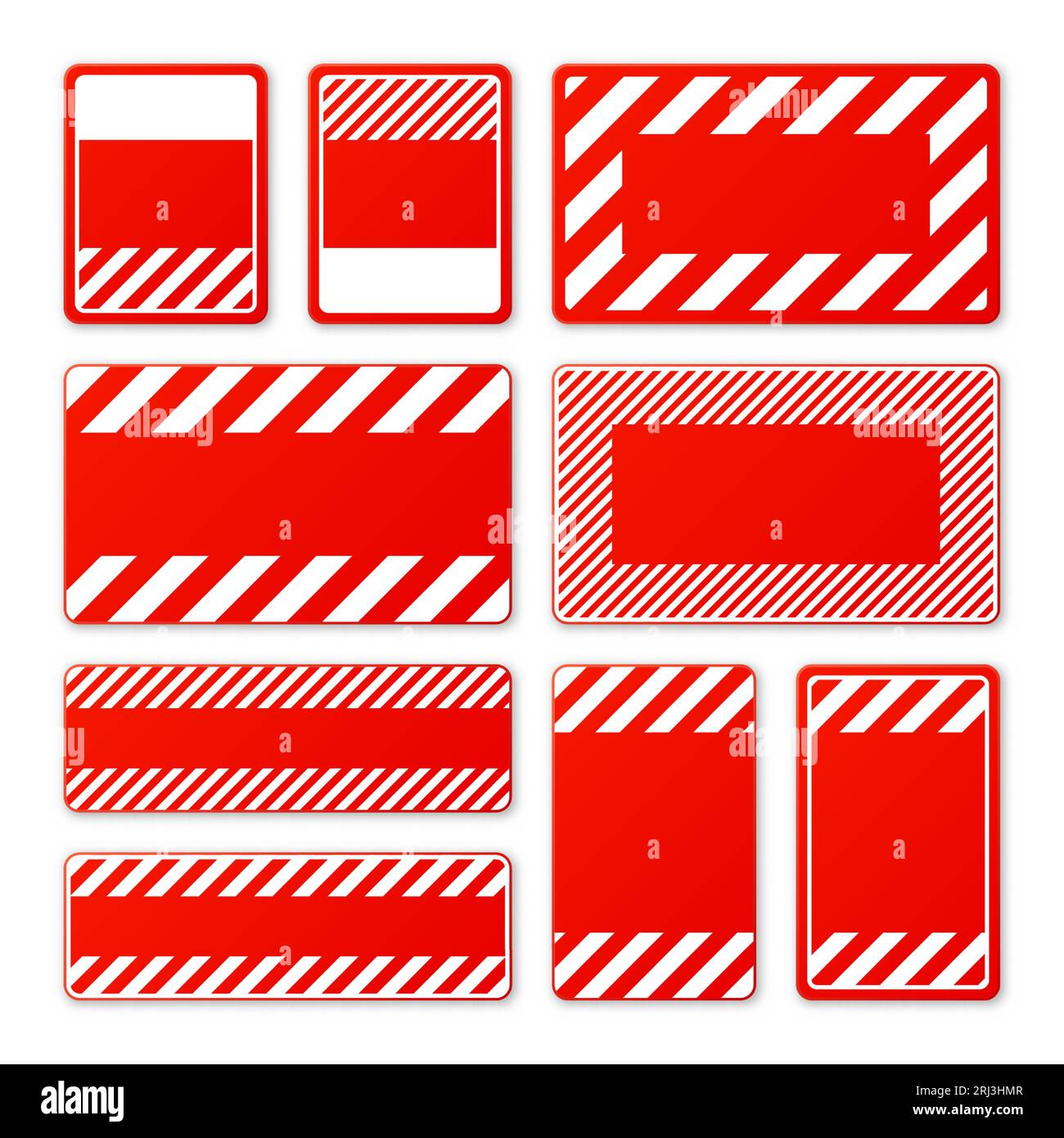 Various blank red warning signs with diagonal lines. Attention, danger ...