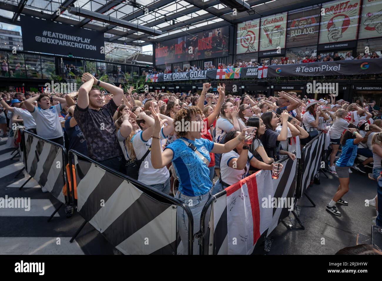 England fans at croydon boxpark hi-res stock photography and images - Alamy