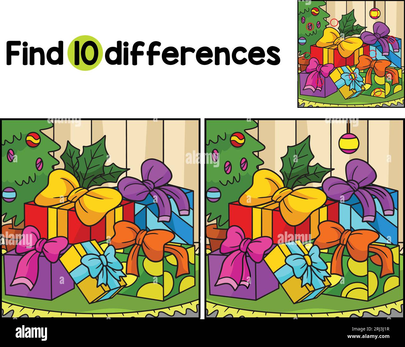 Christmas Gifts Find The Differences Stock Vector Image & Art - Alamy