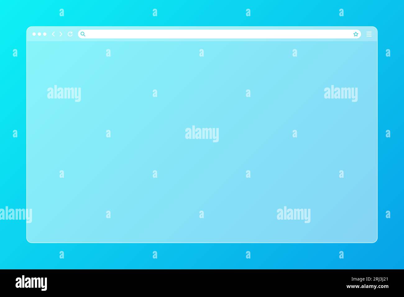 Blank transparent web browser window with toolbar and search field on colorful background ...