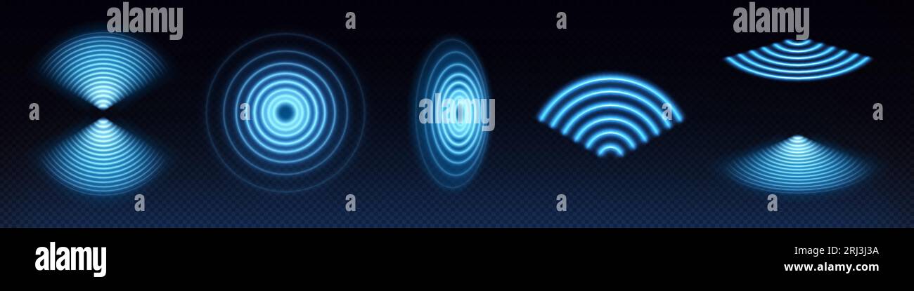 3d wifi wave light effect. Abstract scan radar sensor sound signal ...