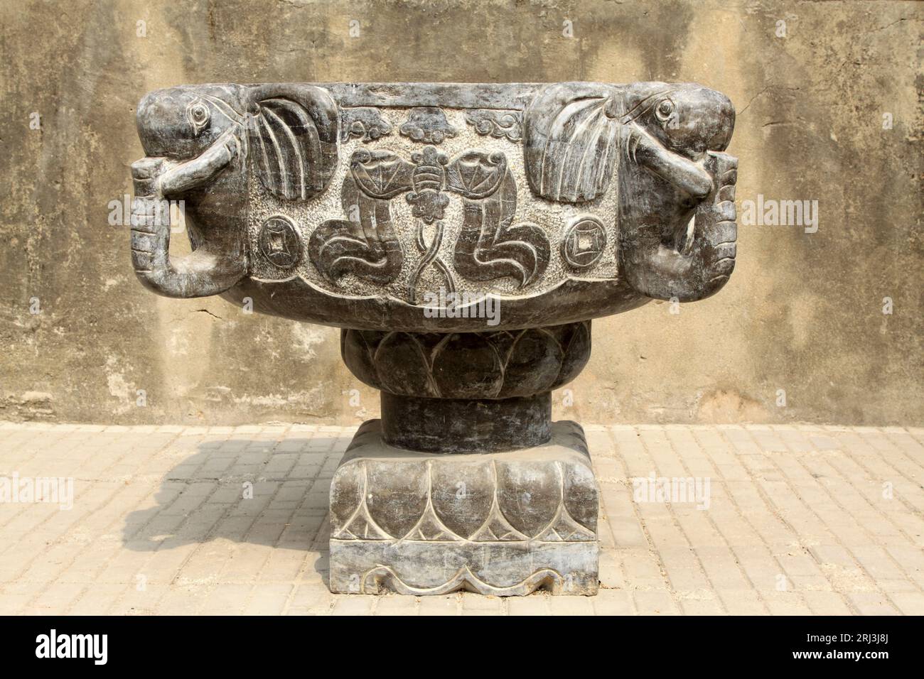 Chinese traditional stone decorations in a temple, north china Stock ...