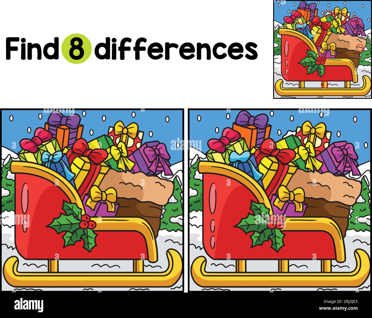 Christmas Sleigh Find The Differences Stock Vector Image & Art - Alamy