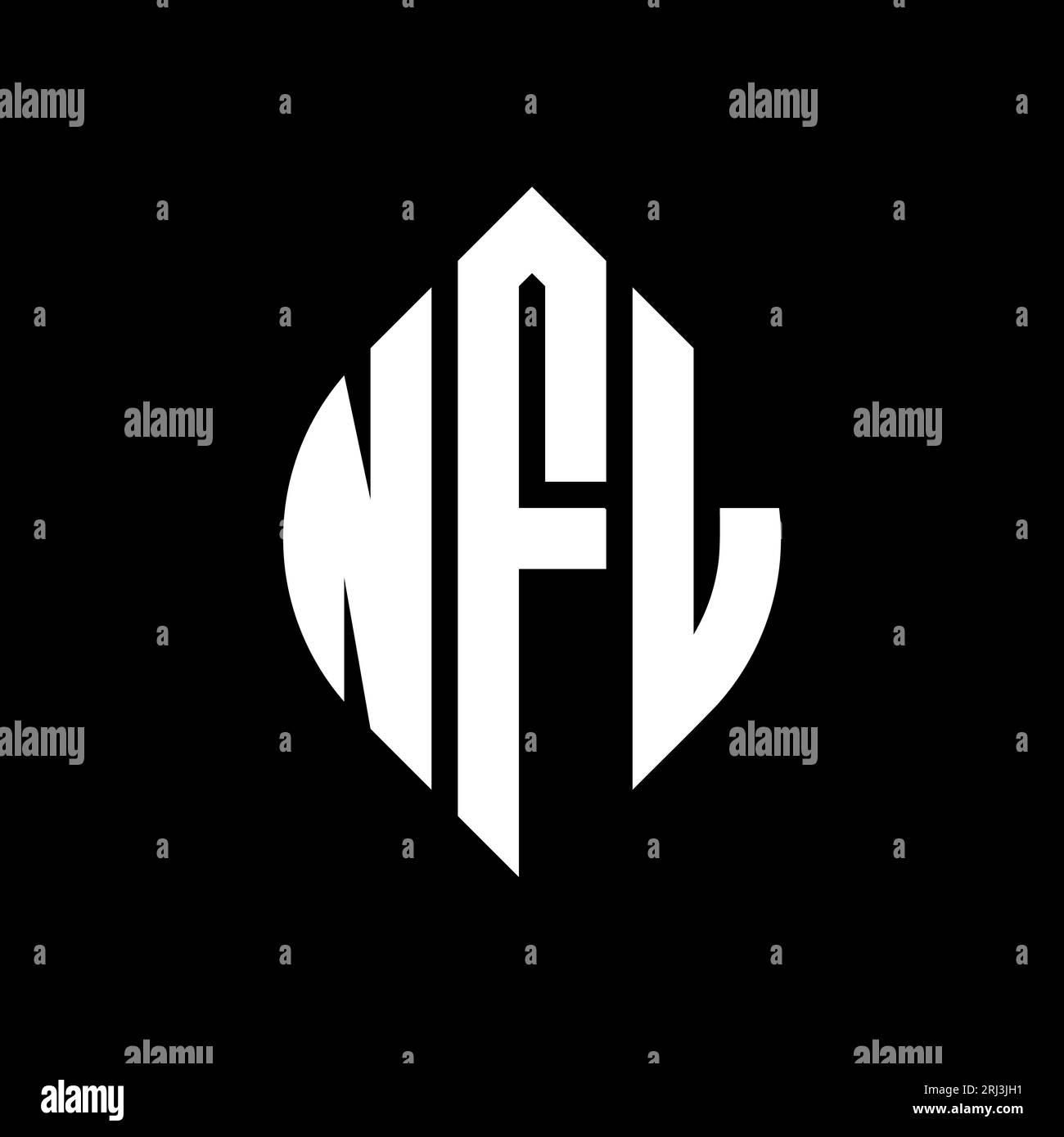 NFL circle letter logo design with circle and ellipse shape. NFL ...