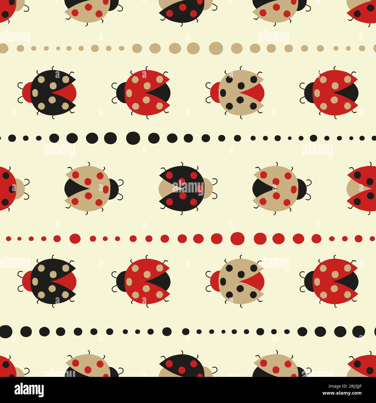 Seamless cute ladybug pattern. Vector background, textile, fabric ...