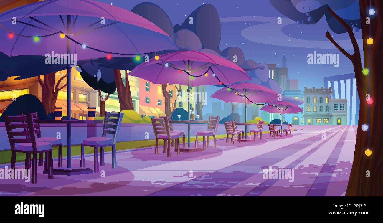 Garden cafe evening Stock Vector Images - Alamy