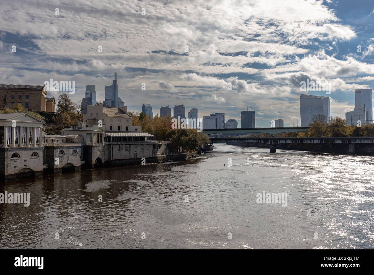 Majestic view of Philadelphia skyline with iconic buildings in the ...