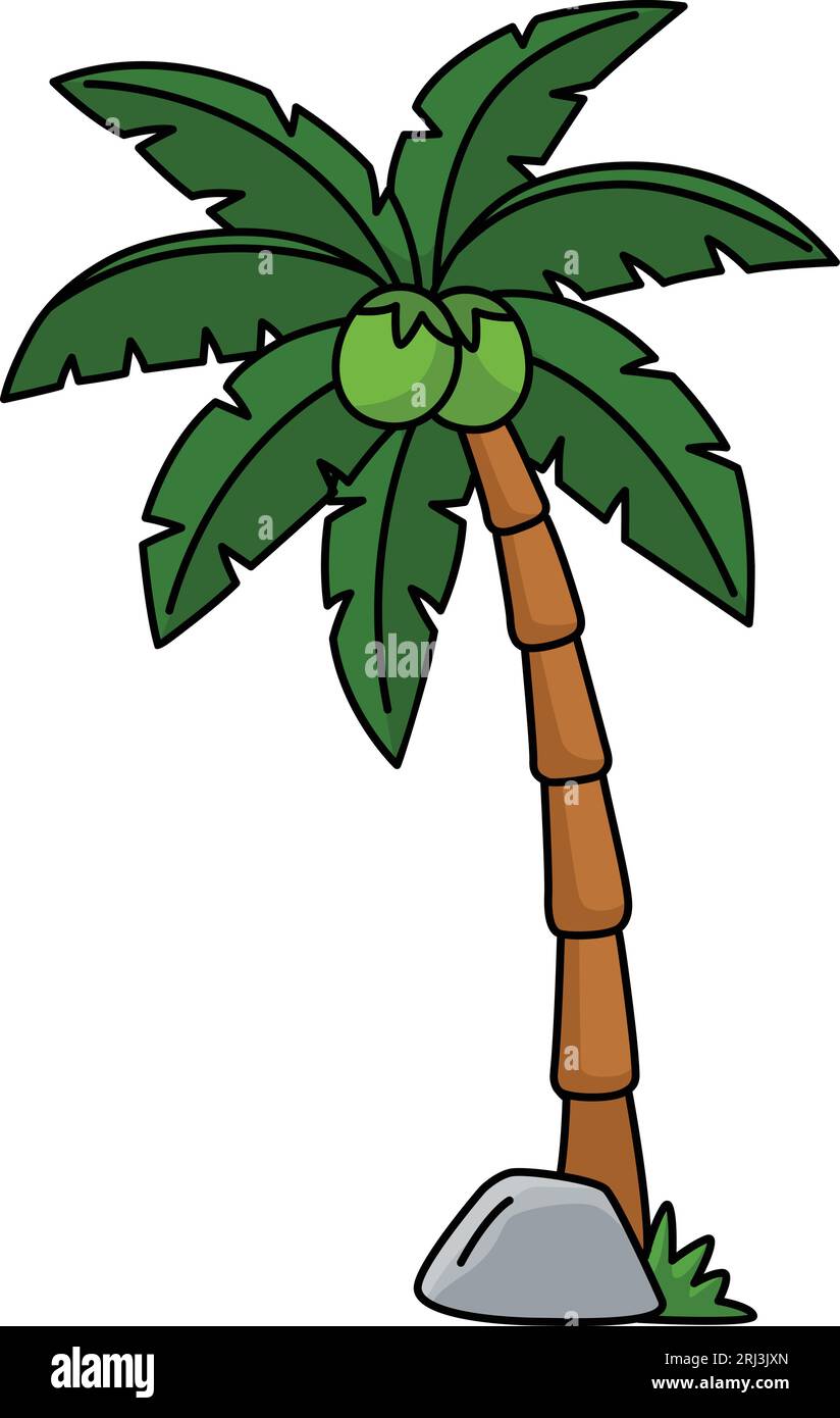 Coconut Tree Cartoon Colored Clipart Illustration Stock Vector Image & Art