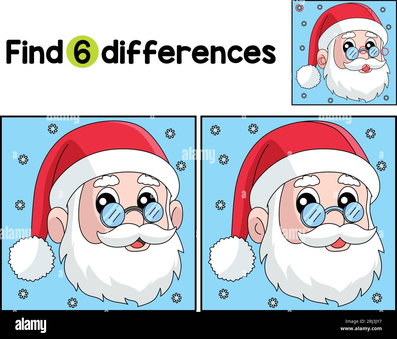 Christmas Santa Head Find The Differences Stock Vector Image & Art - Alamy