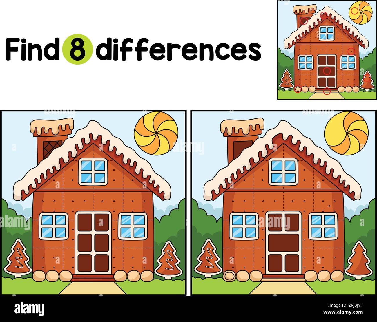 Christmas Gingerbread House Find The Differences Stock Vector Image ...