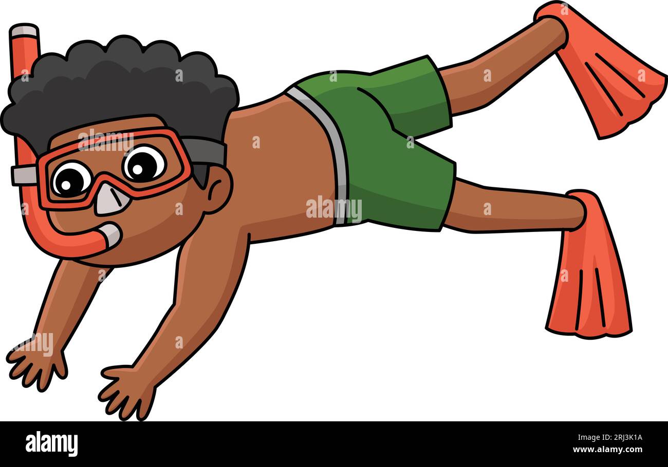 Boy Snorkeling Cartoon Colored Clipart Stock Vector Image & Art - Alamy