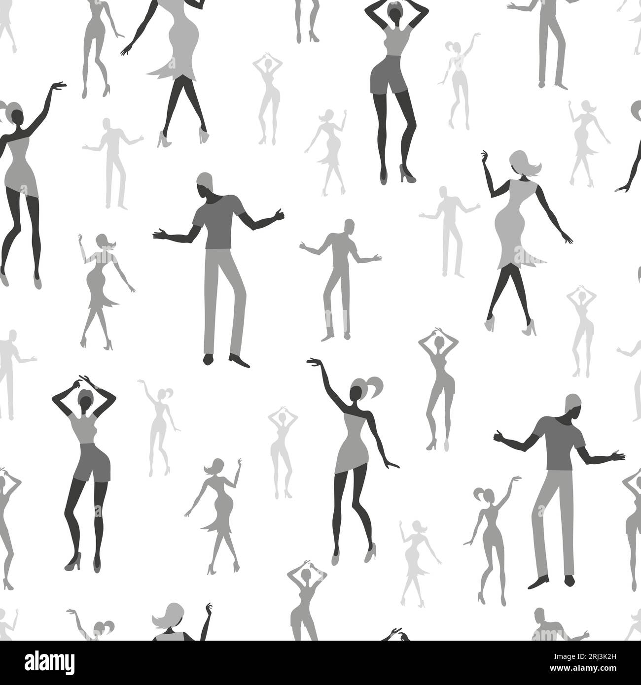 Seamless black and white dancing people pattern Stock Vector Image ...