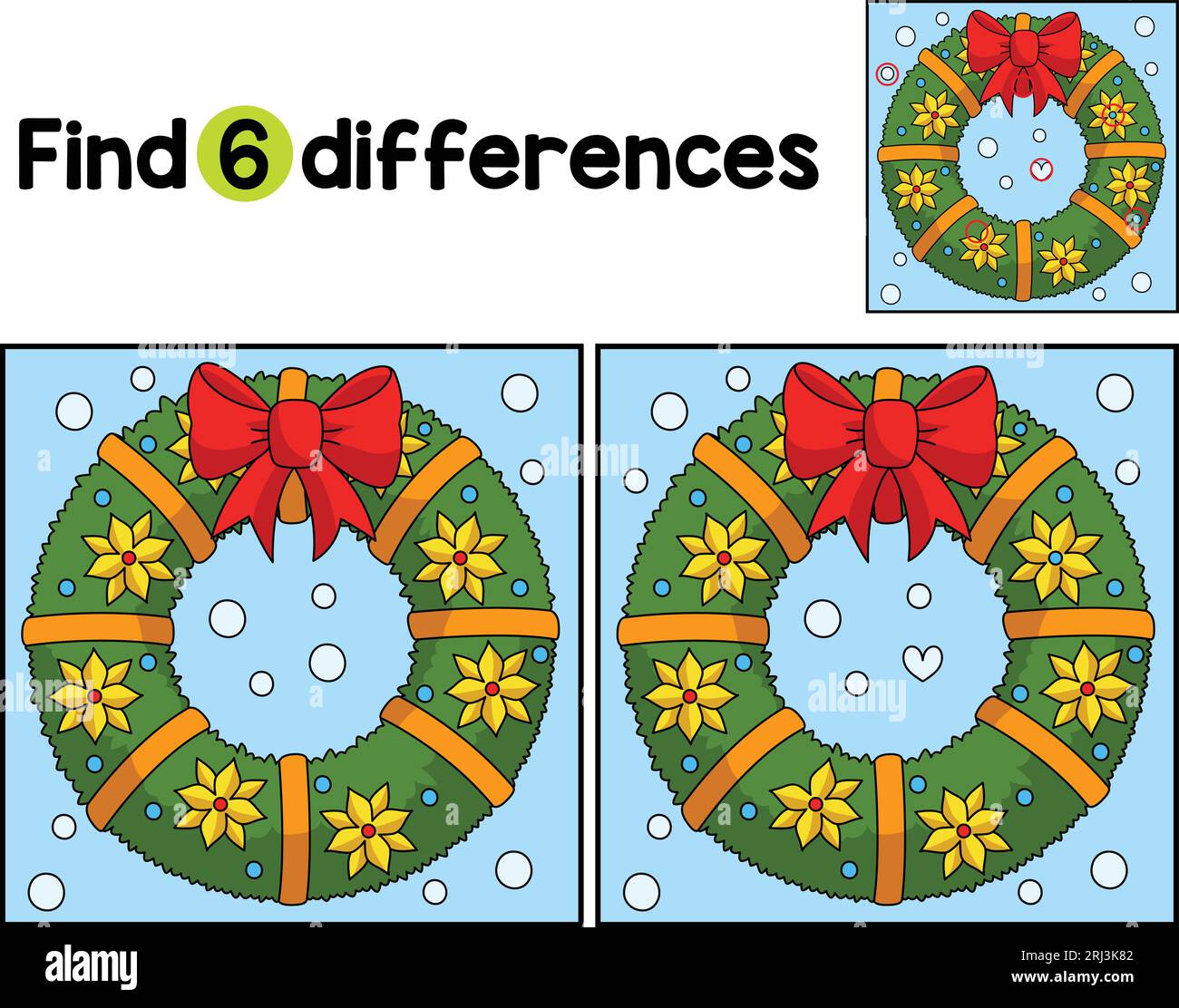 Christmas Wreath Find The Differences Stock Vector Image & Art - Alamy