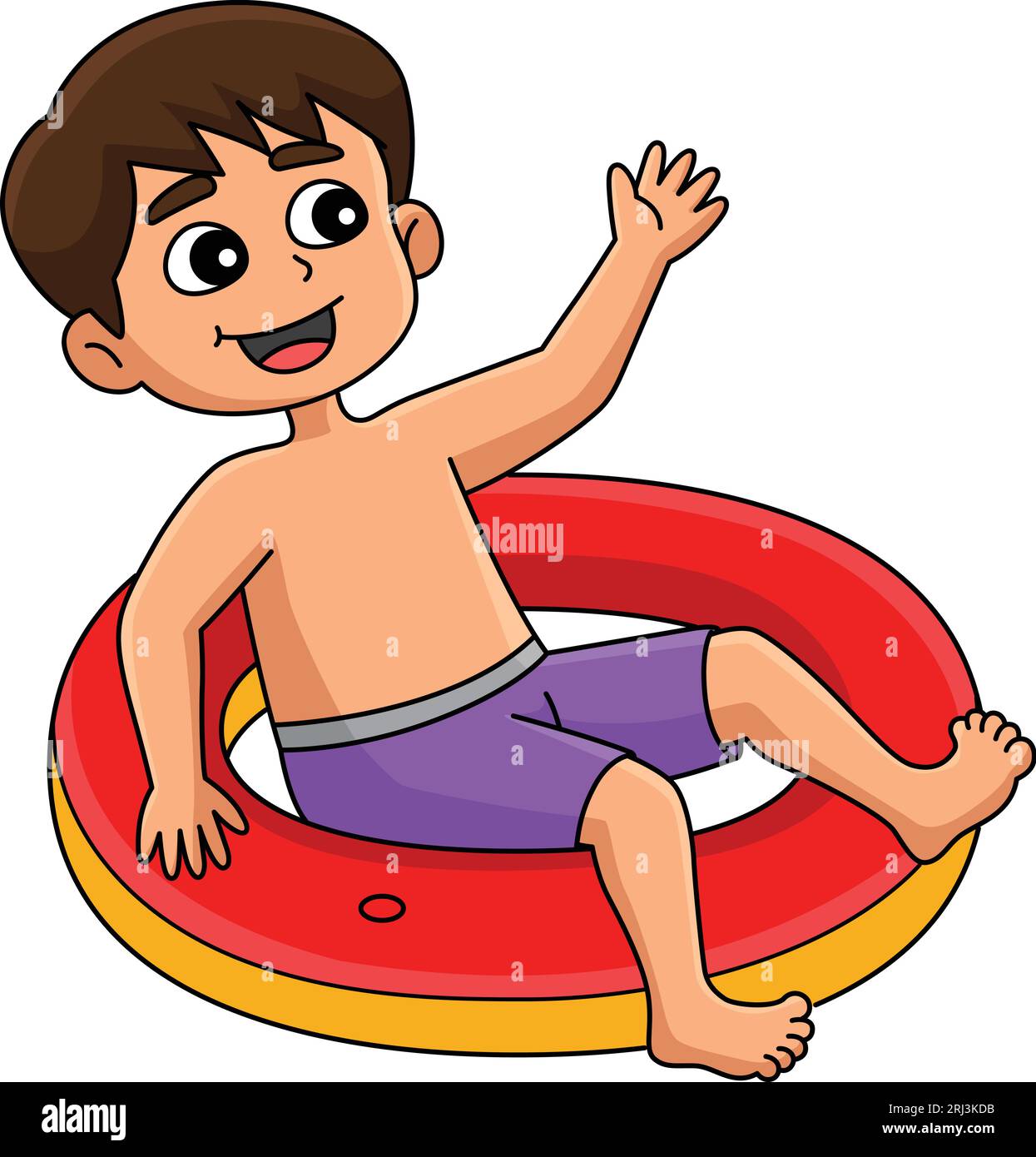 Boy with a Lifebuoy Cartoon Colored Clipart Stock Vector Image & Art ...