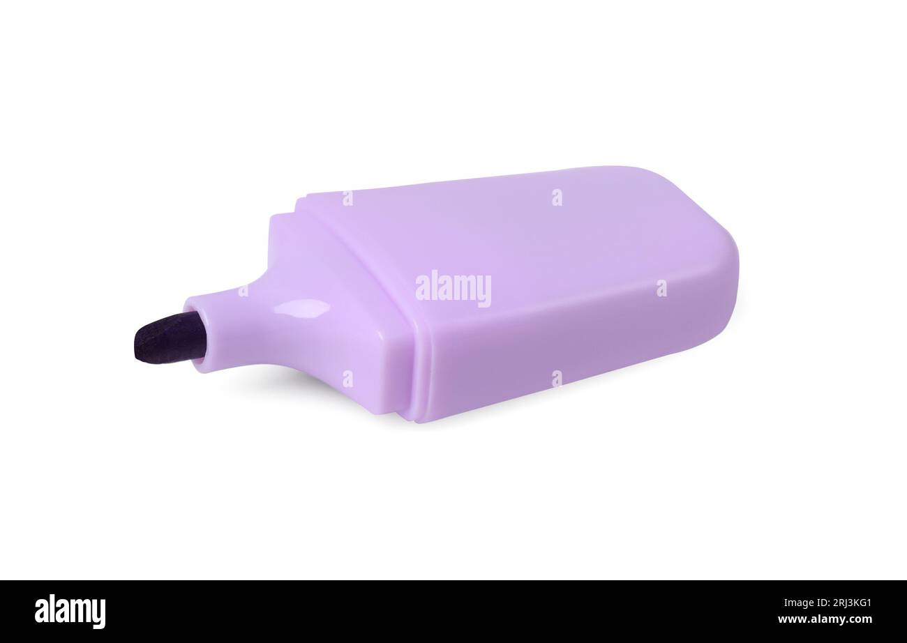 One purple marker on white background. School stationery Stock Photo ...