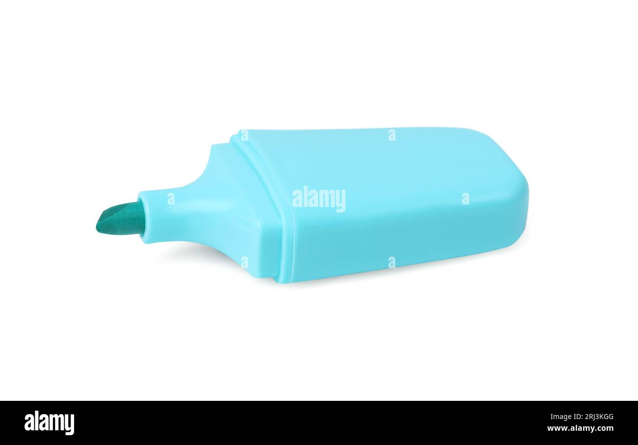 One light blue marker on white background. School stationery Stock ...