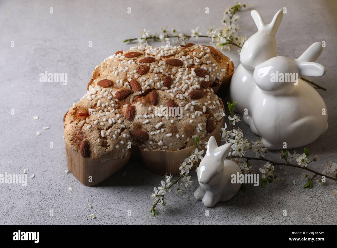 Delicious Italian Easter dove cake (Colomba di Pasqua), flowers and ...