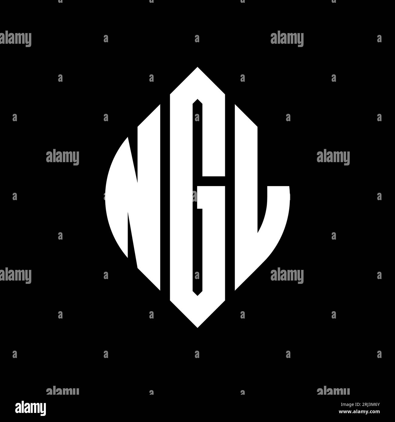 NGL circle letter logo design with circle and ellipse shape. NGL ...