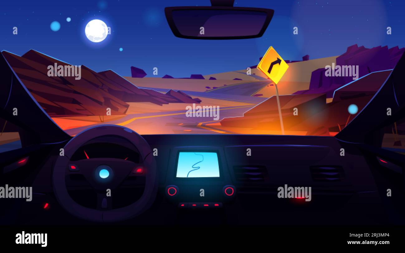 Driver view at night Stock Vector Images - Alamy
