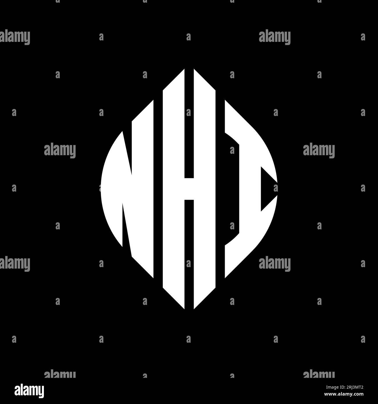 NHI circle letter logo design with circle and ellipse shape. NHI ...