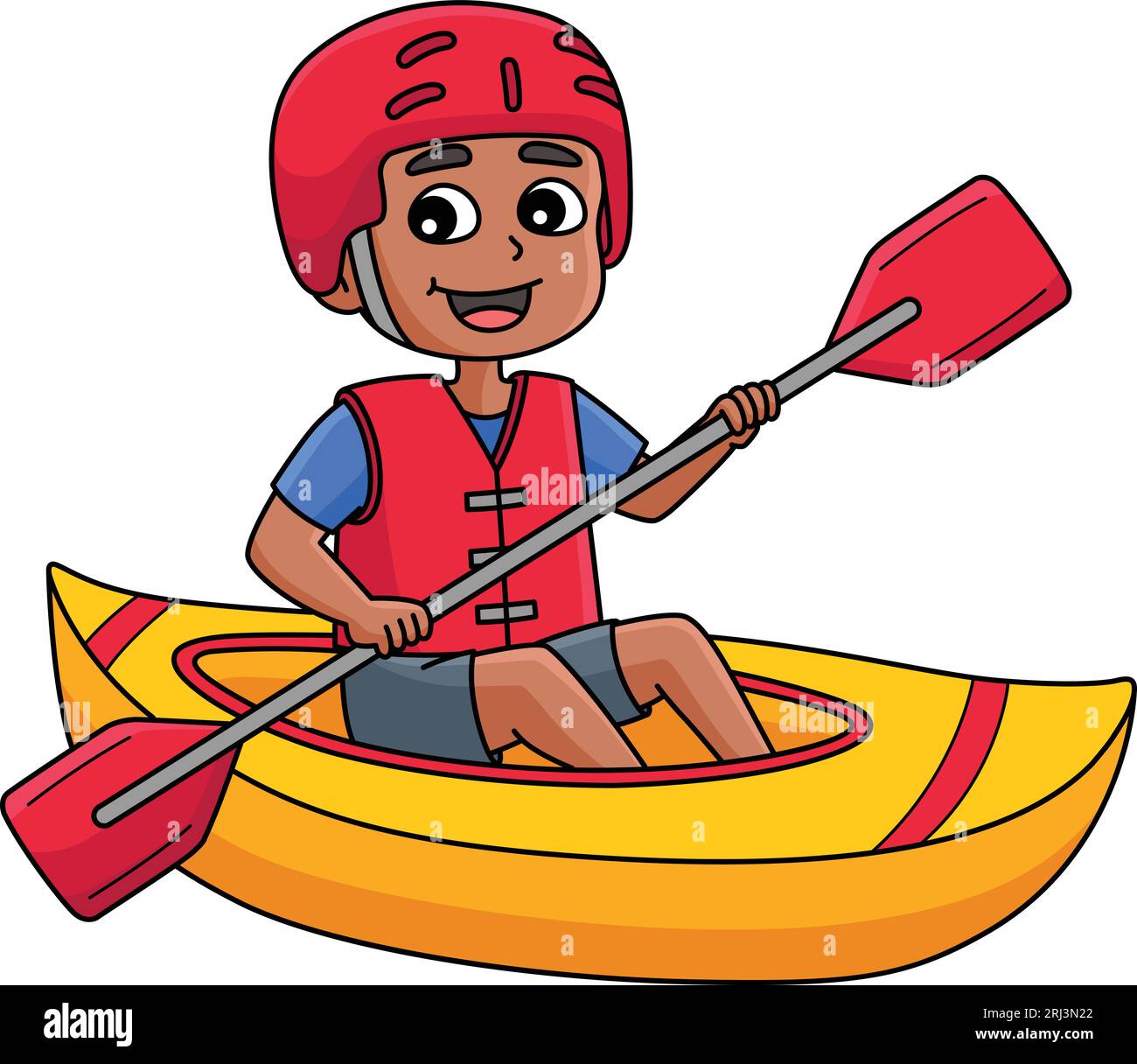 Boy Kayaking Cartoon Colored Clipart Illustration Stock Vector Image ...