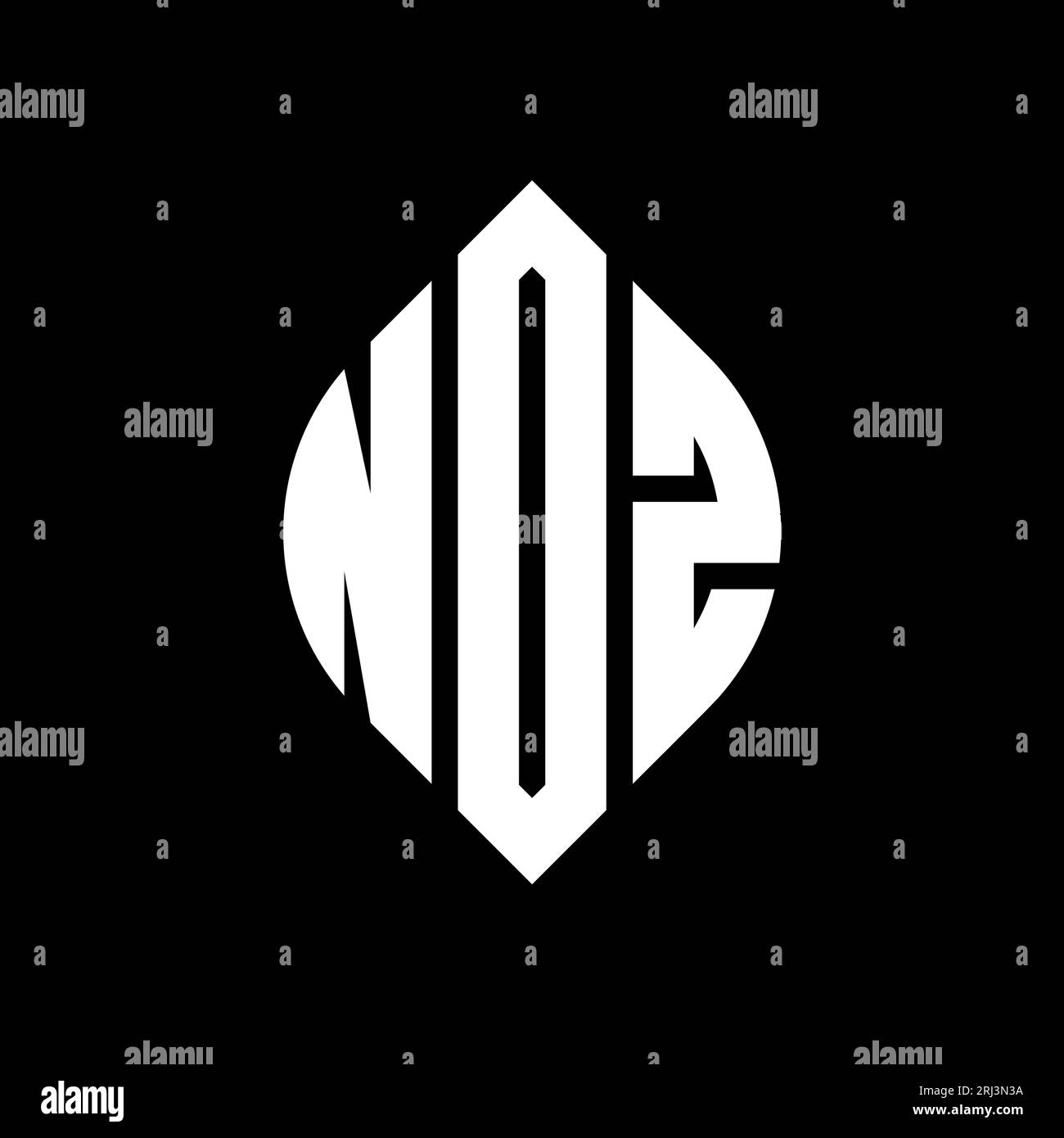 NOZ circle letter logo design with circle and ellipse shape. NOZ ...