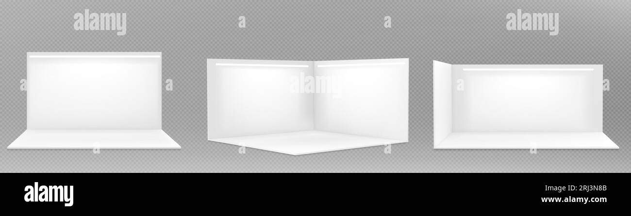 Set of realistic 3D booth mockups isolated on transparent background ...