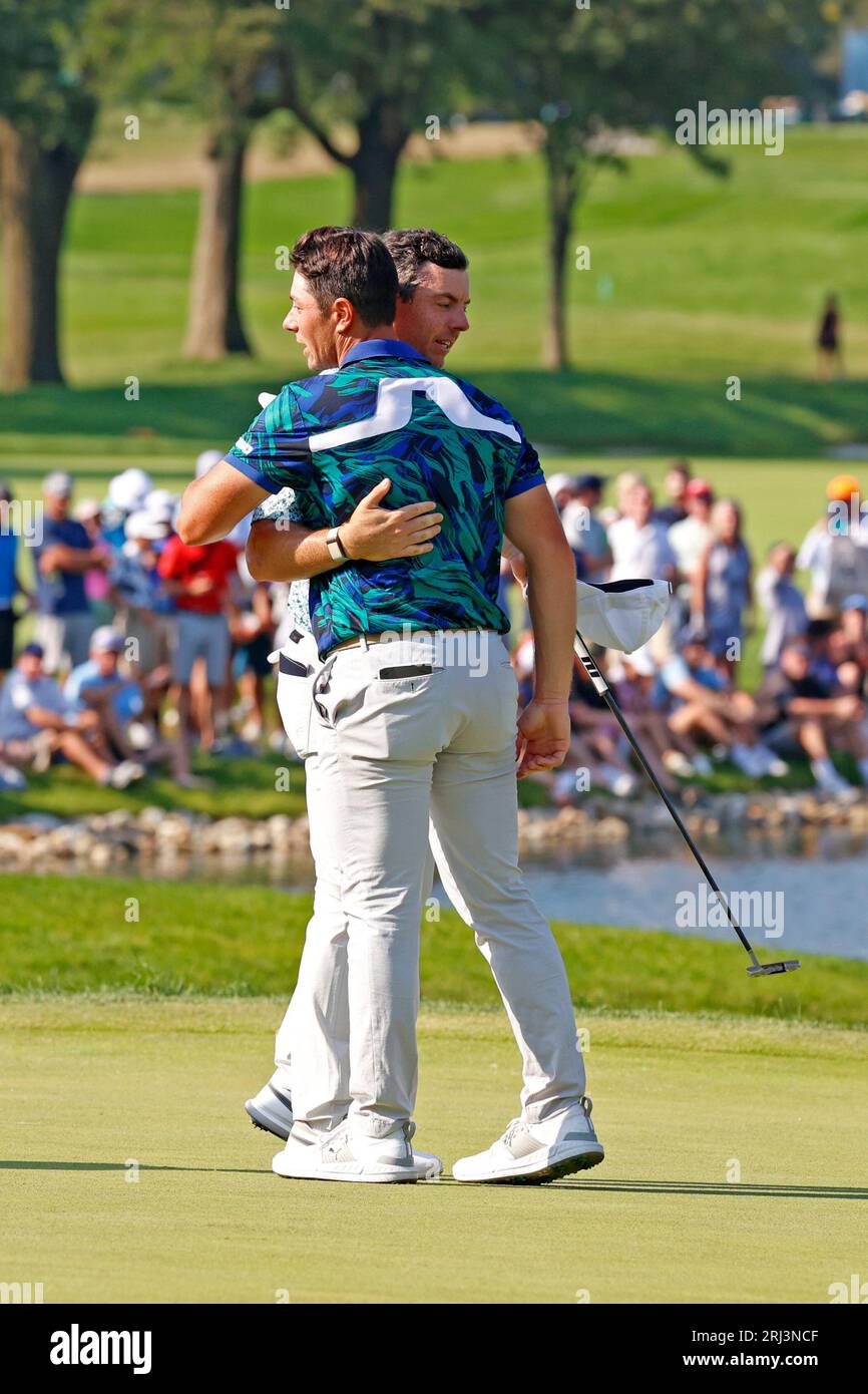 OLYMPIA FIELDS, IL - AUGUST 20: PGA golfer Rory McIlroy congratulates ...