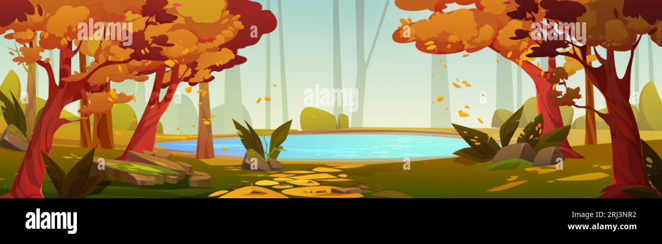 Beautiful park lake lush Stock Vector Images - Alamy