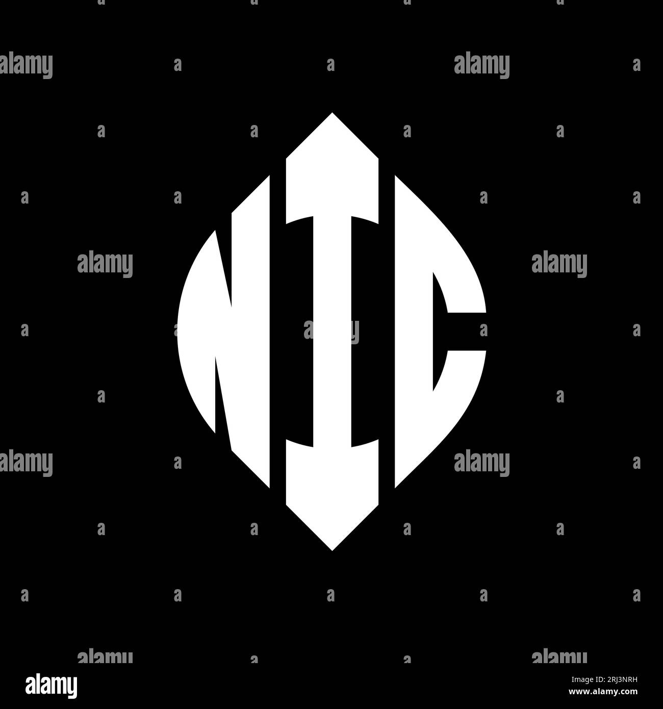 NIC circle letter logo design with circle and ellipse shape. NIC ellipse letters with ...