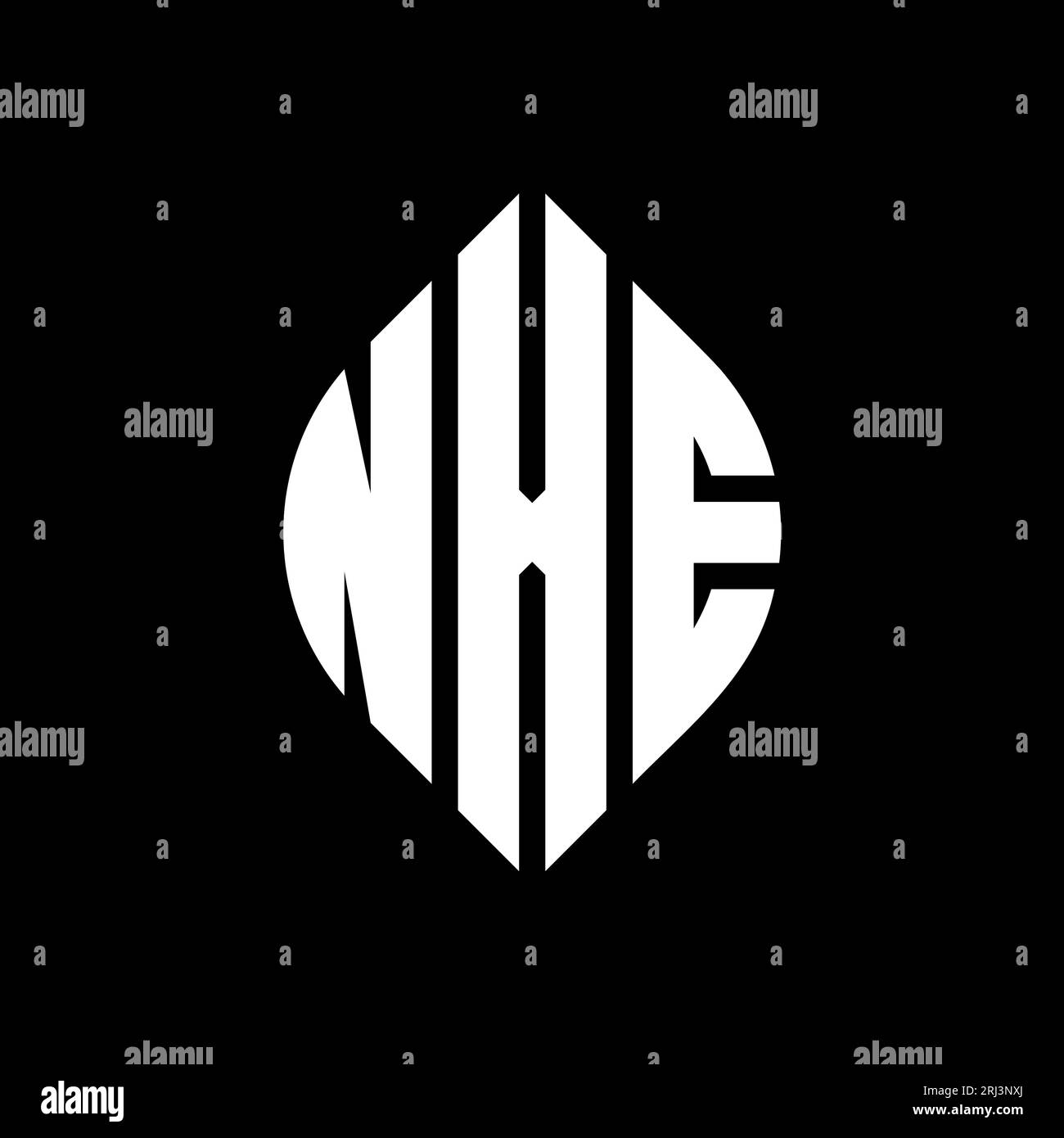 NXE circle letter logo design with circle and ellipse shape. NXE ...