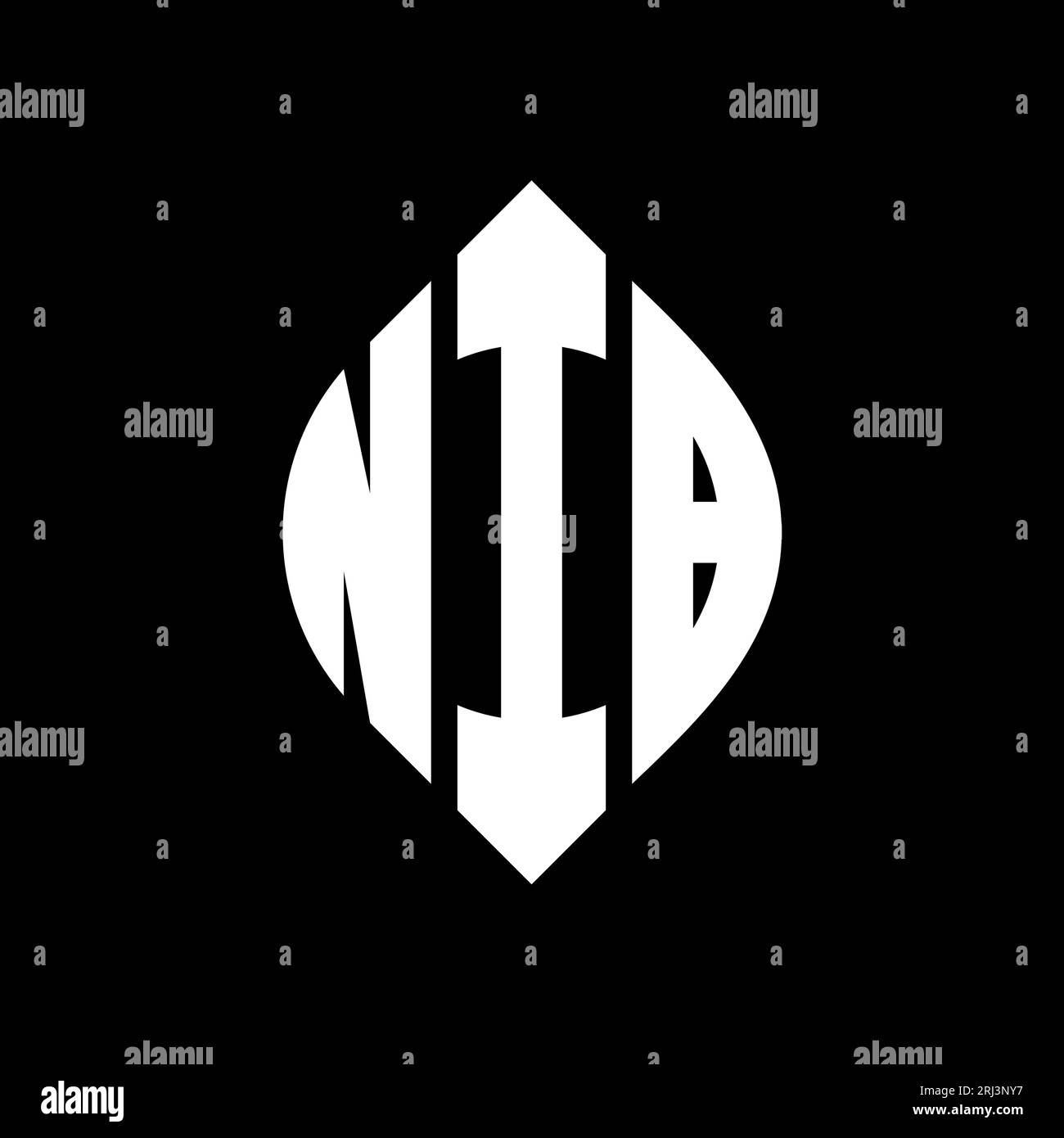 NIB circle letter logo design with circle and ellipse shape. NIB ...