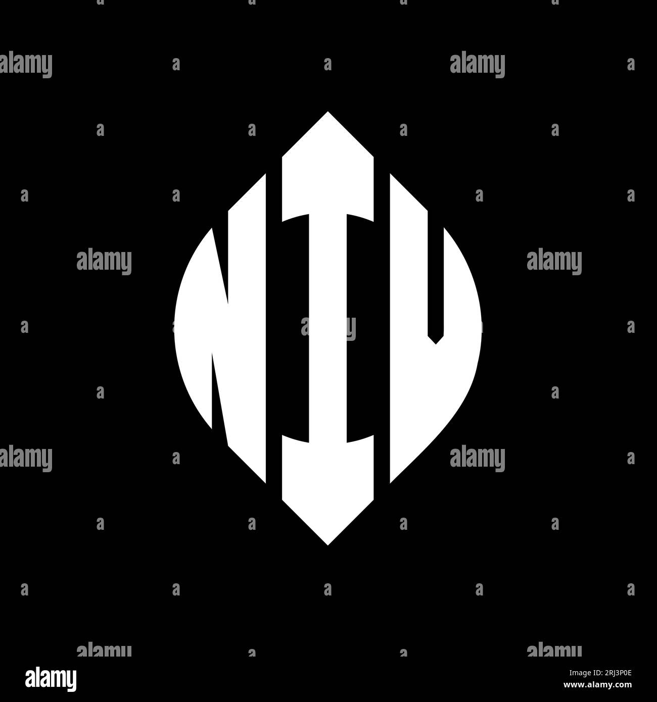 NIV circle letter logo design with circle and ellipse shape. NIV ...