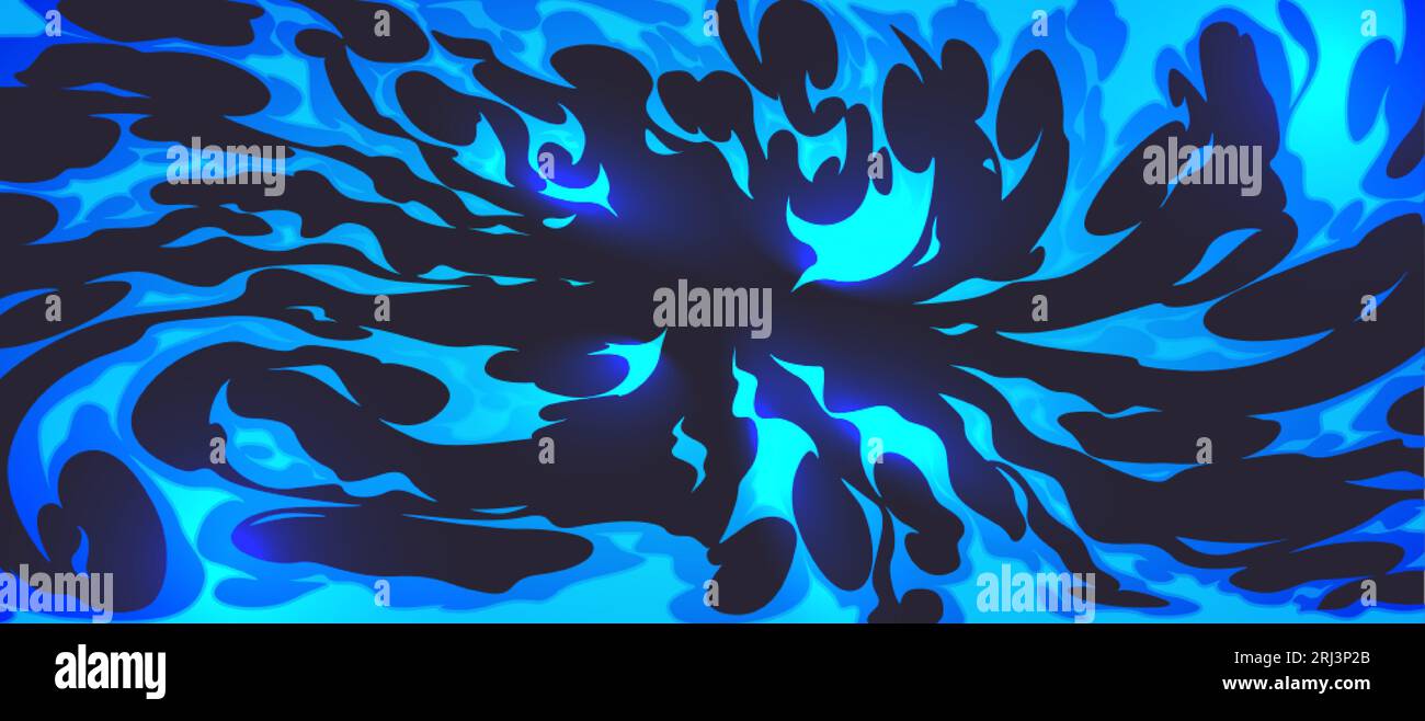 Cartoon dynamic blue fire comic vector background. Abstract flame ...