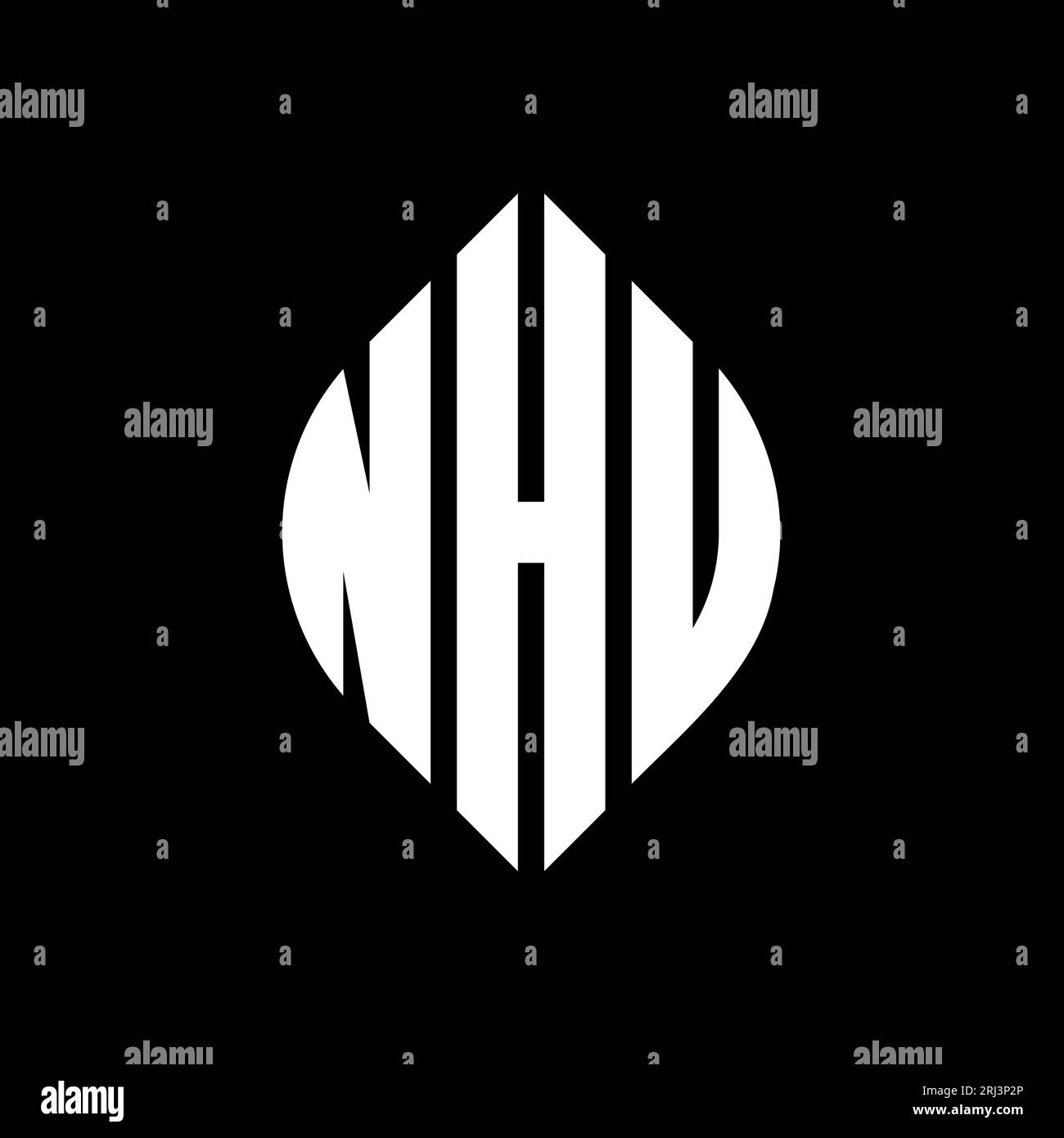 NHU circle letter logo design with circle and ellipse shape. NHU ...