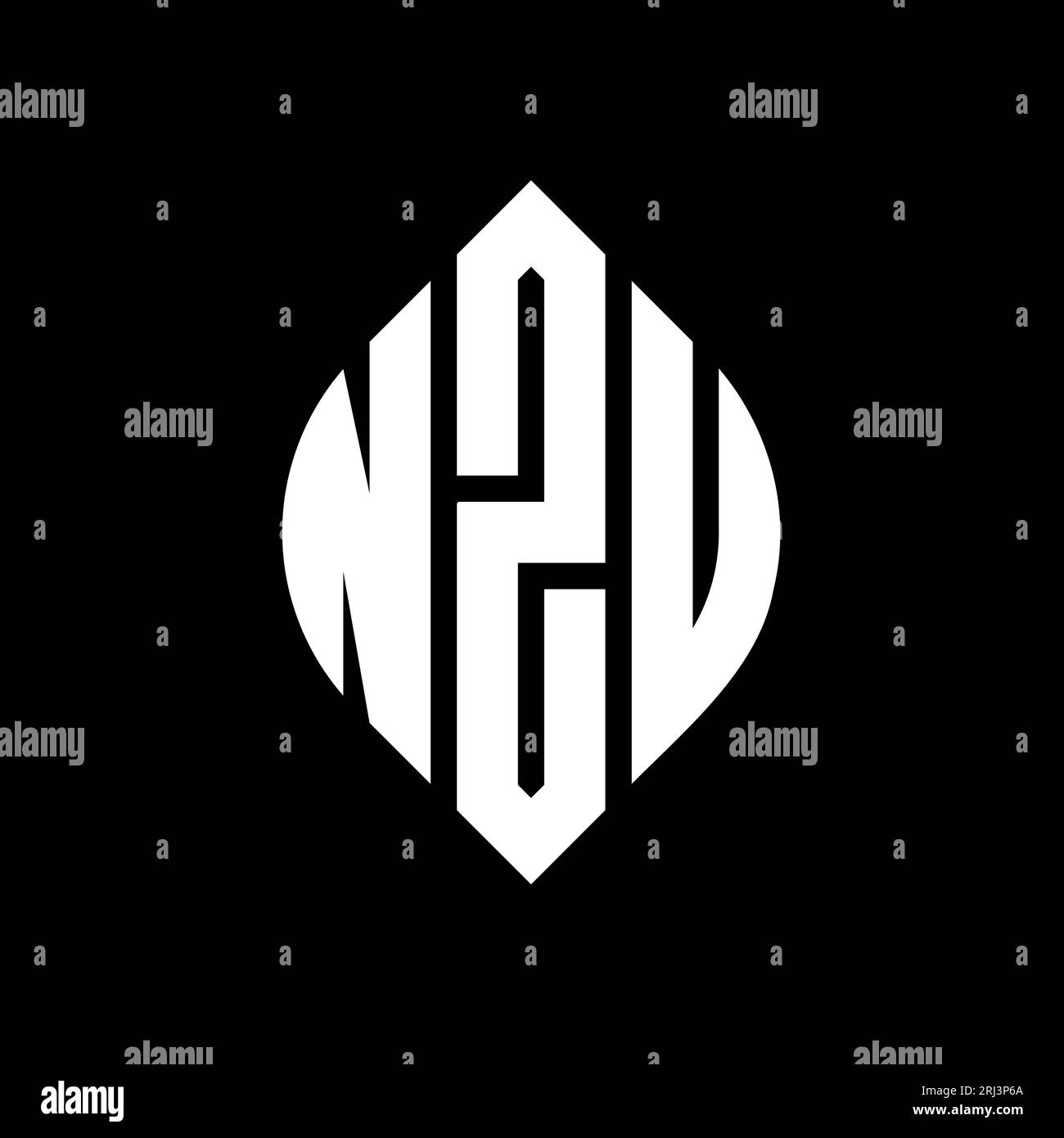 NZU circle letter logo design with circle and ellipse shape. NZU ...