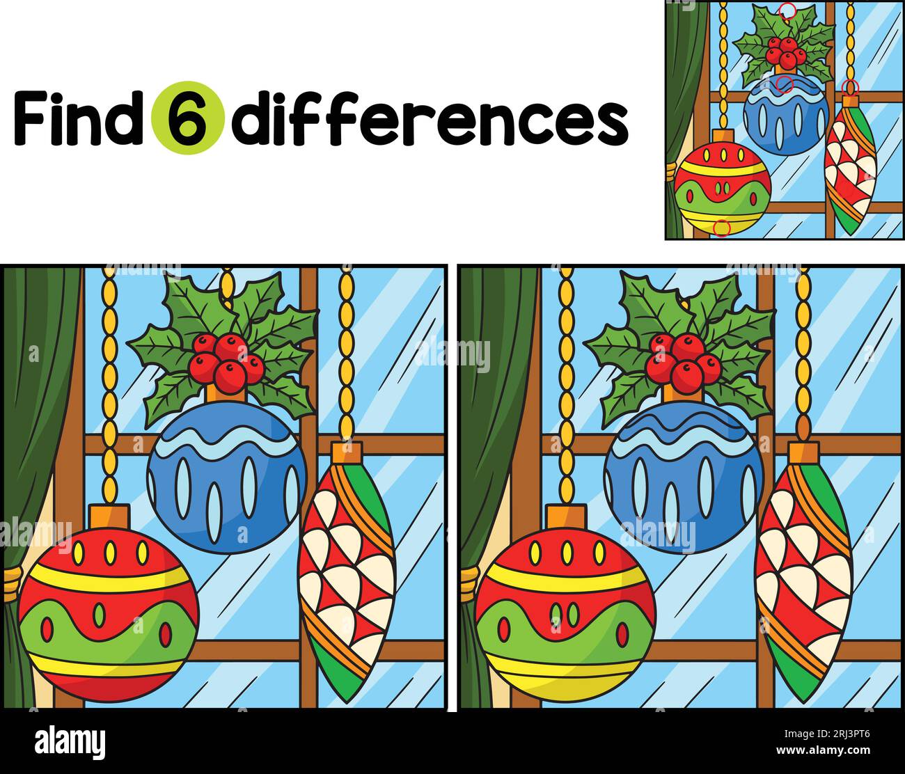 Christmas Ornament Find The Differences Stock Vector Image & Art - Alamy