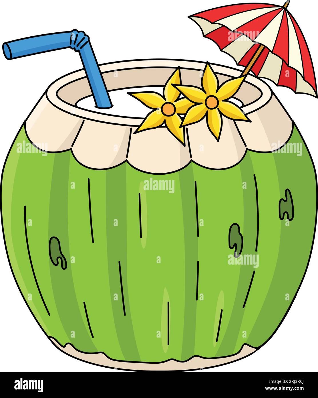 Coconut Drink Cartoon Colored Clipart Illustration Stock Vector Image ...