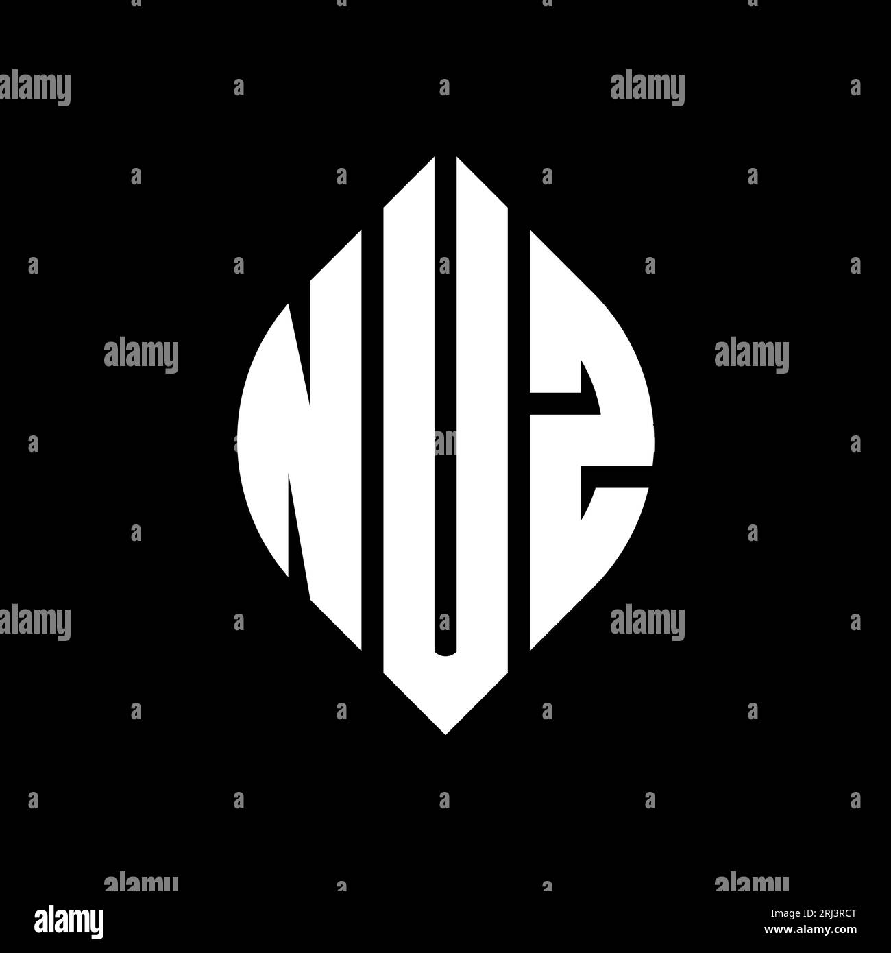 NUZ circle letter logo design with circle and ellipse shape. NUZ ...