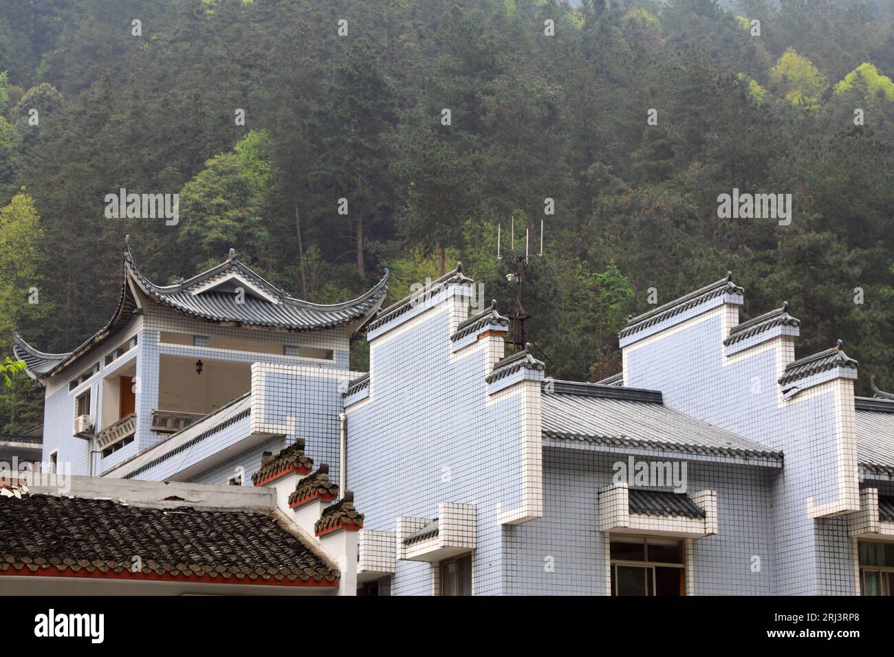 Horse head wall in antique buildings, in Zhangjiajie scenic area, Hunan ...