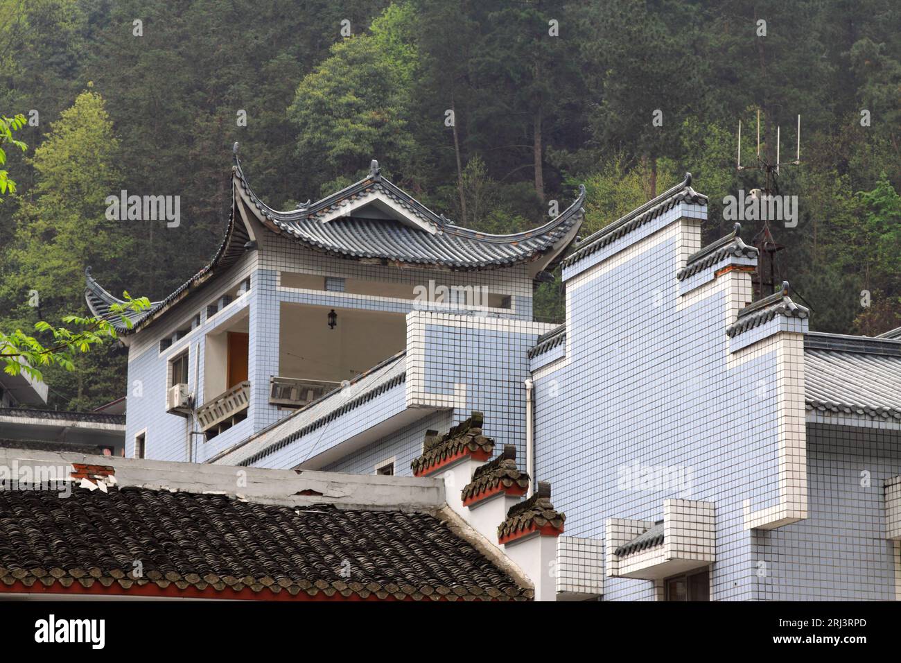Horse head wall in antique buildings, in Zhangjiajie scenic area, Hunan ...