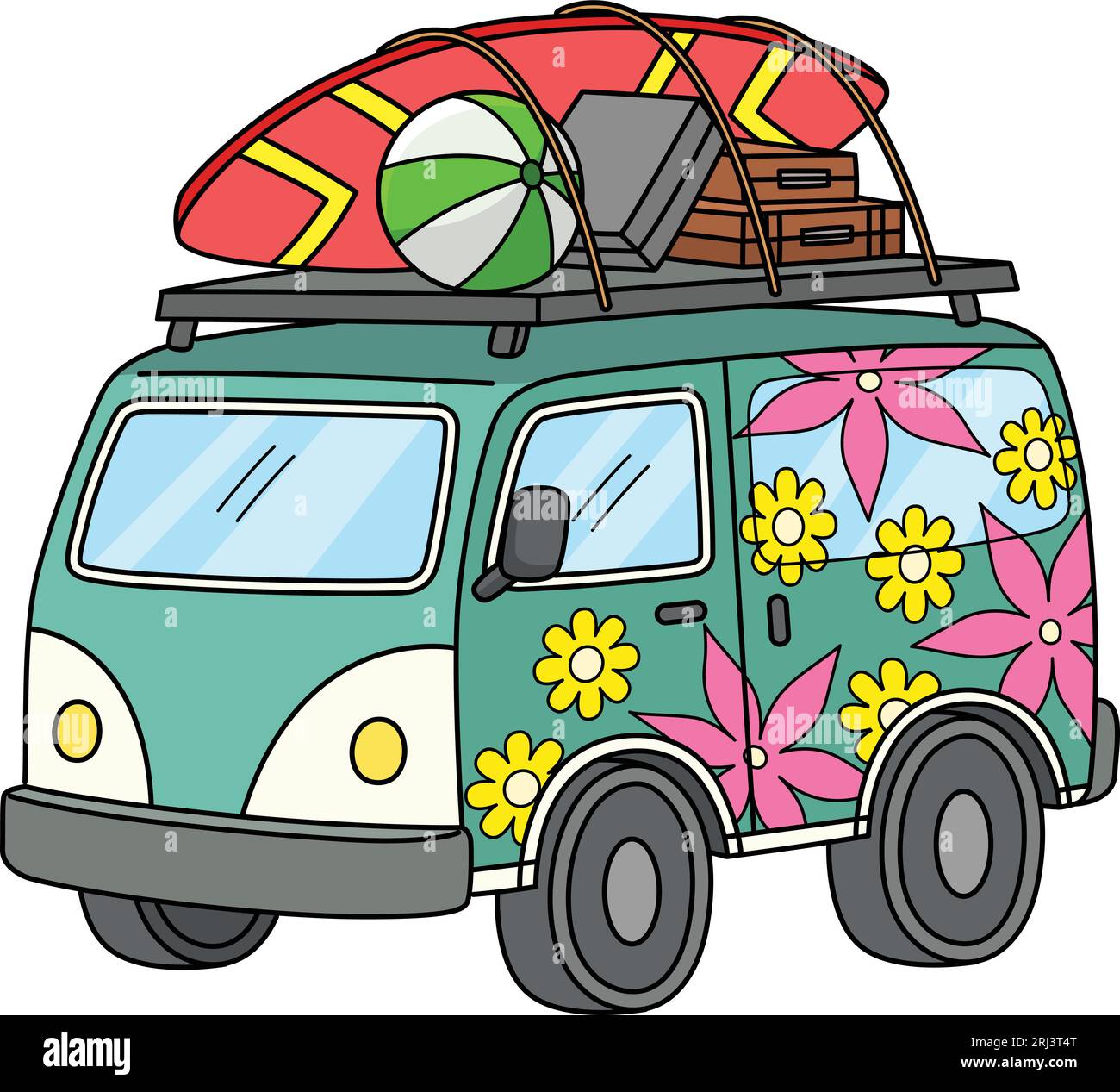 Summer Van Cartoon Colored Clipart Illustration Stock Vector Image ...