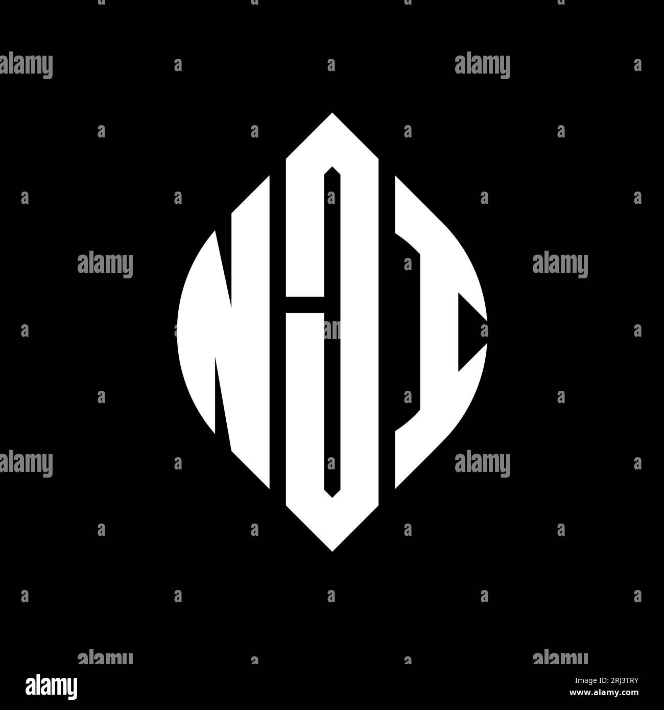 NJI circle letter logo design with circle and ellipse shape. NJI ...
