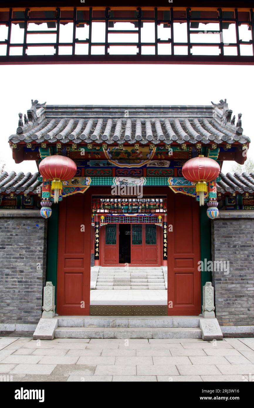 Chinese traditional style of temple architecture in Baiyang Valley ...