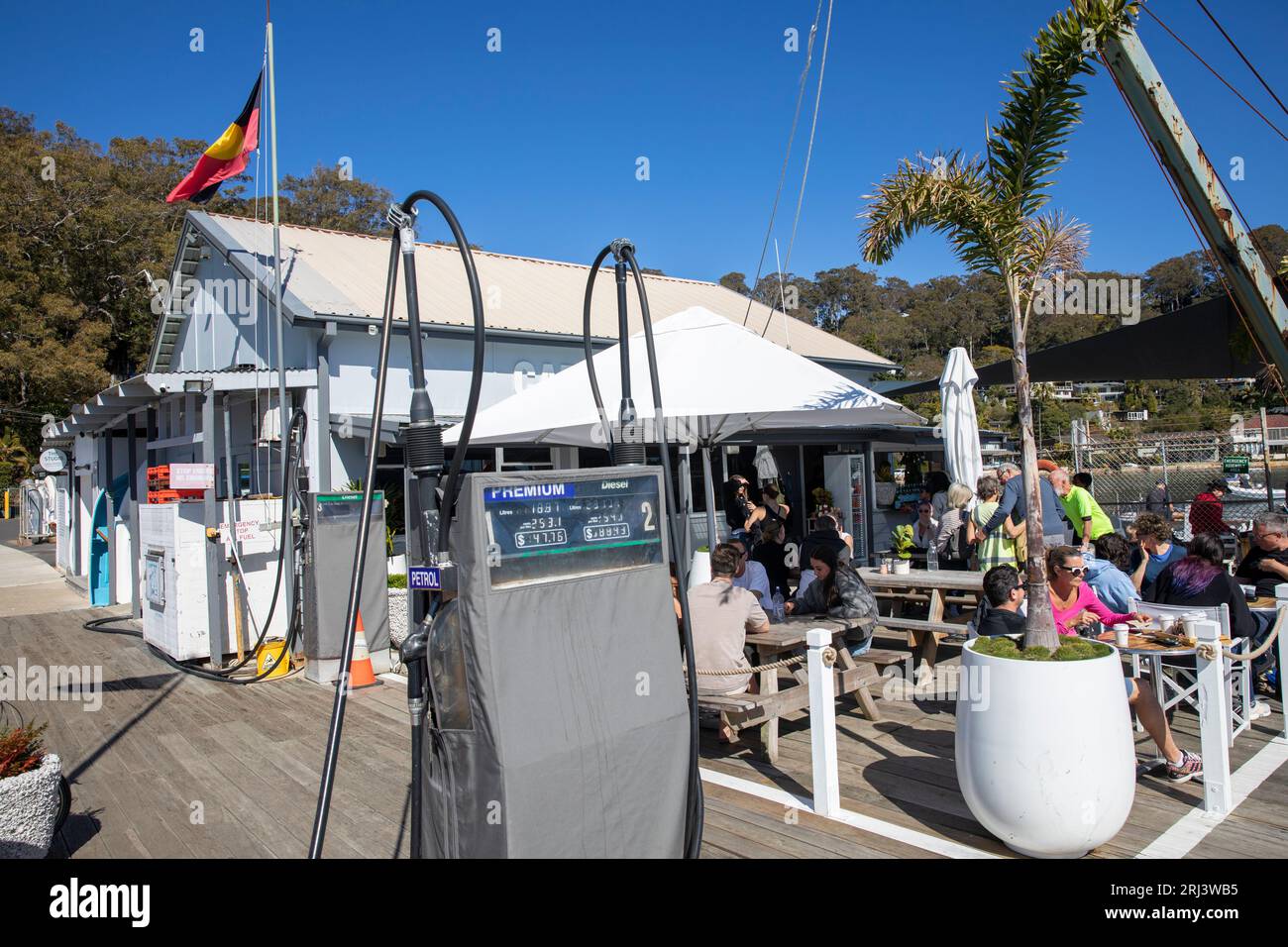 Careel Bay boat marina in Avalon Sydney, fell pumps and cafe selling ...