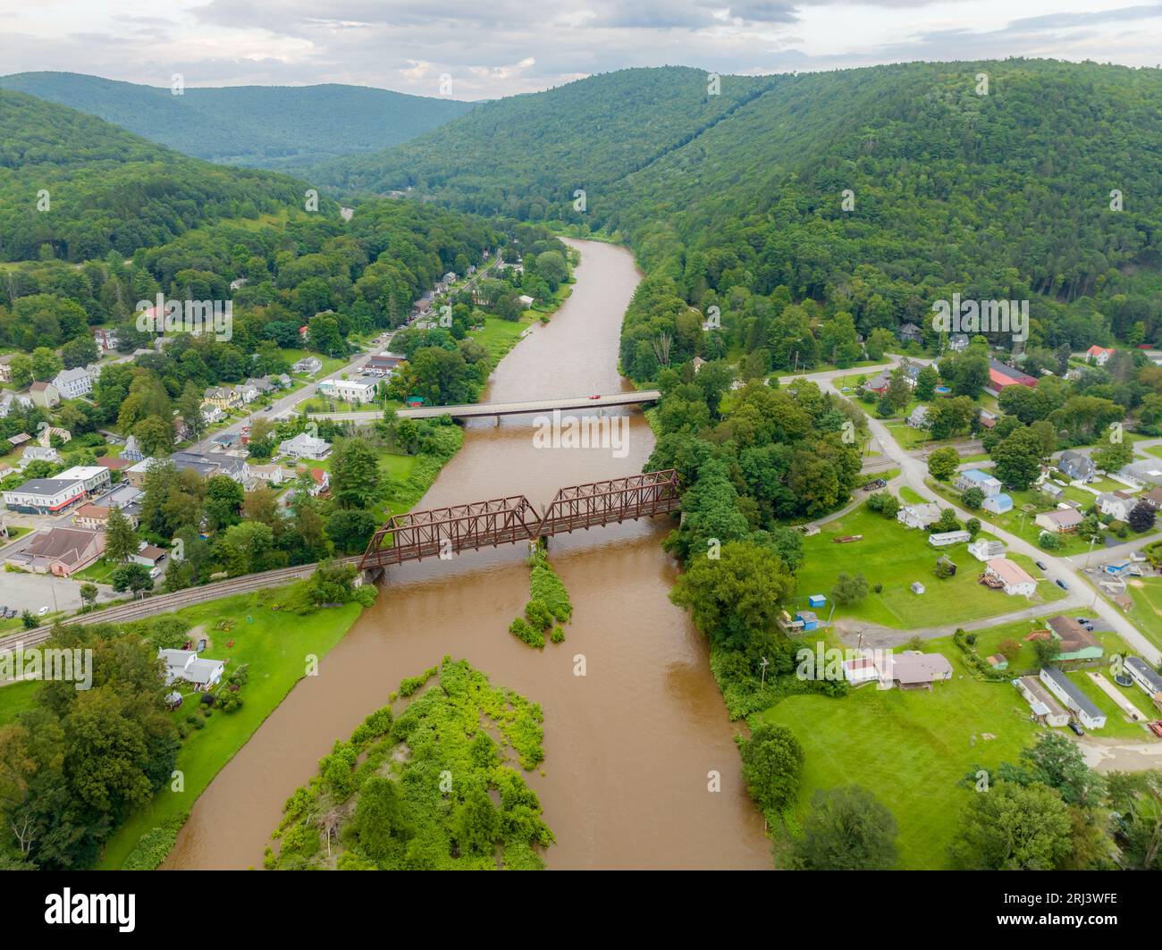 August 2023 aerial photo of Town of Hancock, Delaware County, NY Stock ...