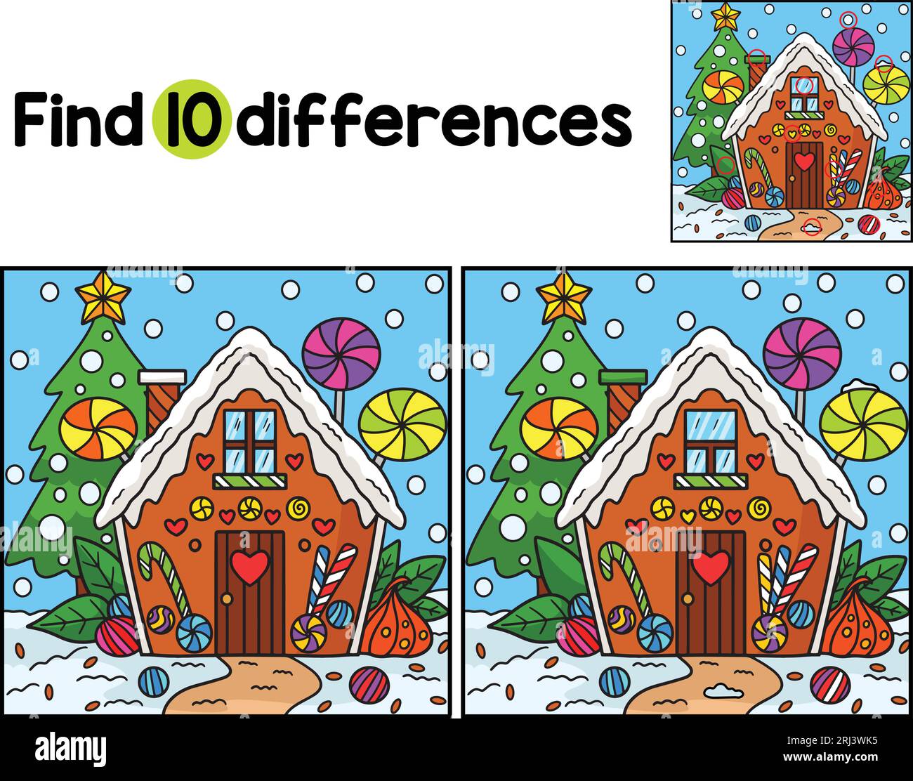 Christmas Gingerbread Find The Differences Stock Vector Image & Art - Alamy