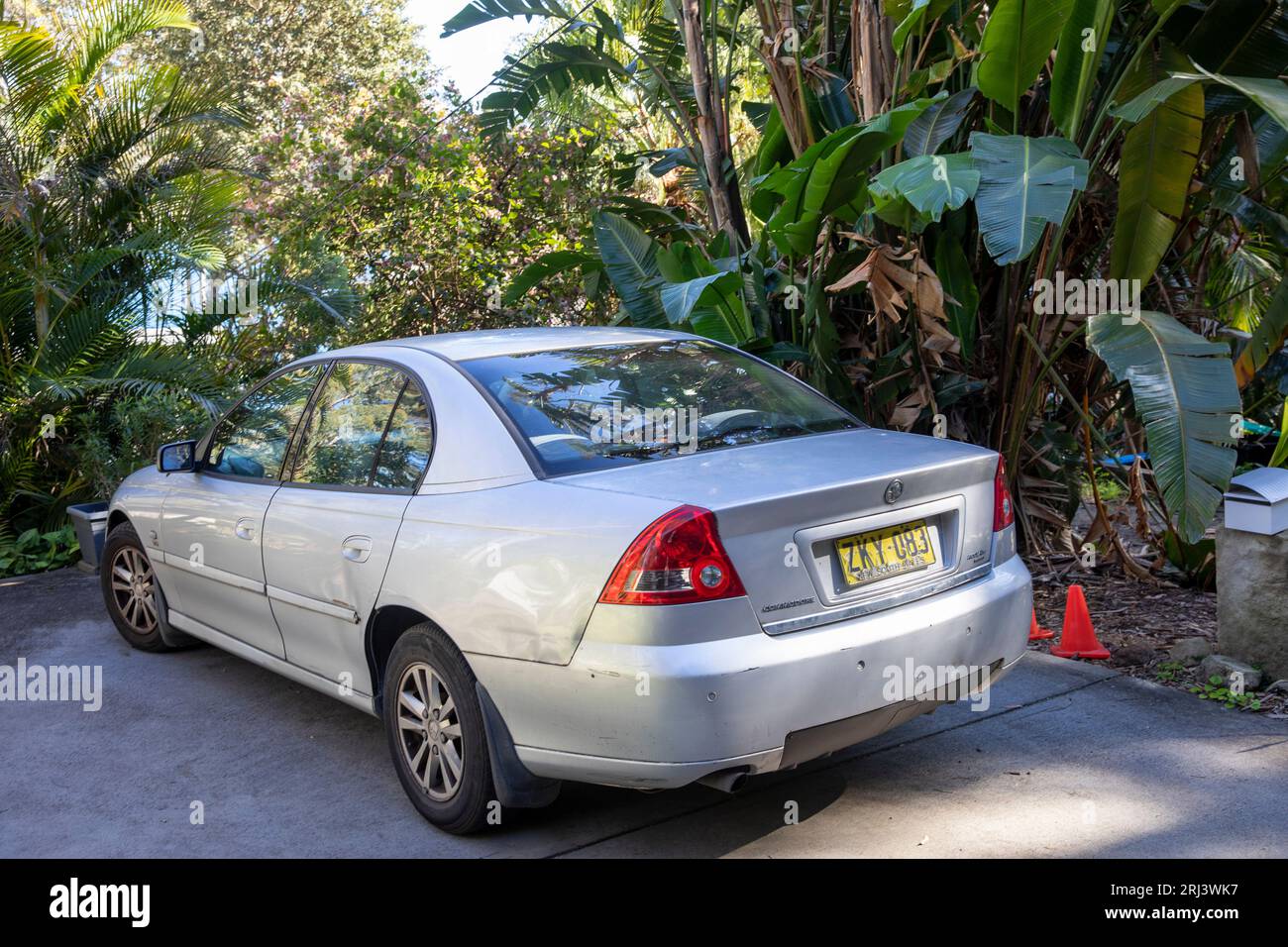 Holden Commodore 4 door australian sedan, silver car 2003 model, parked ...